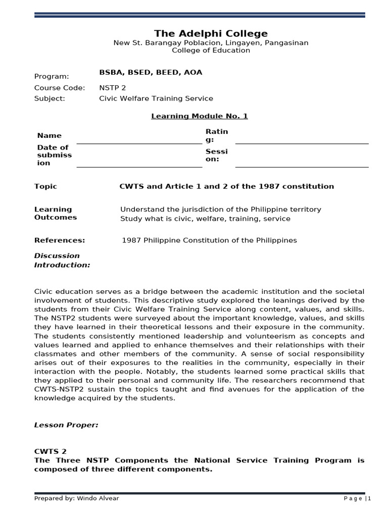 Cwts Module 1 | PDF | Justice | Crime & Violence