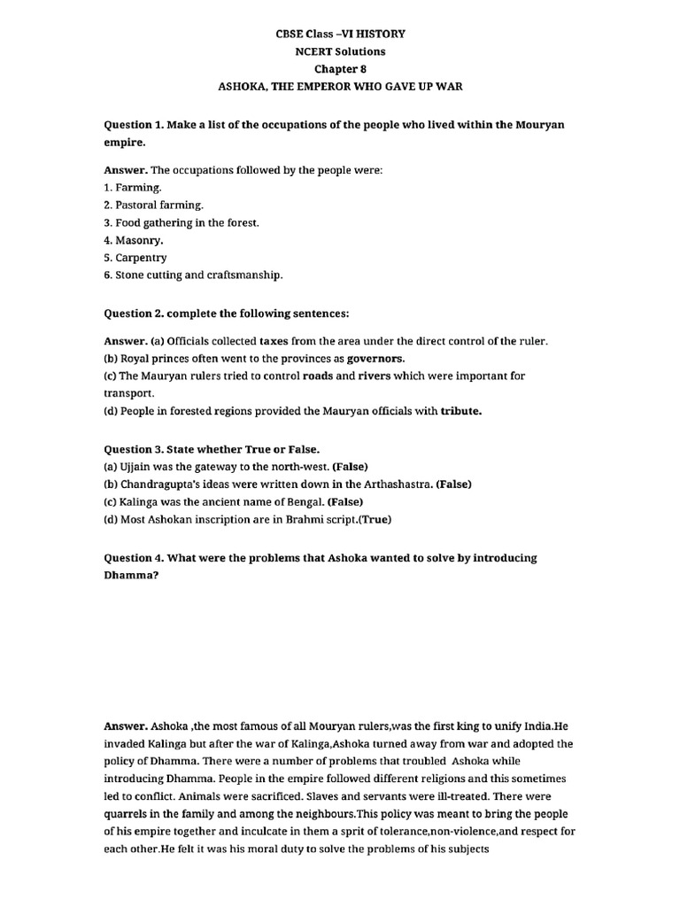 Class 6 SST His CH 7 Ncert Questions | PDF