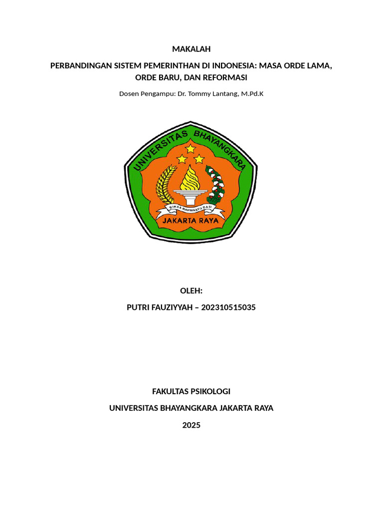 Makalah Pancasila Masa Orde Lama, Orde Baru, Dan Reformasi | PDF