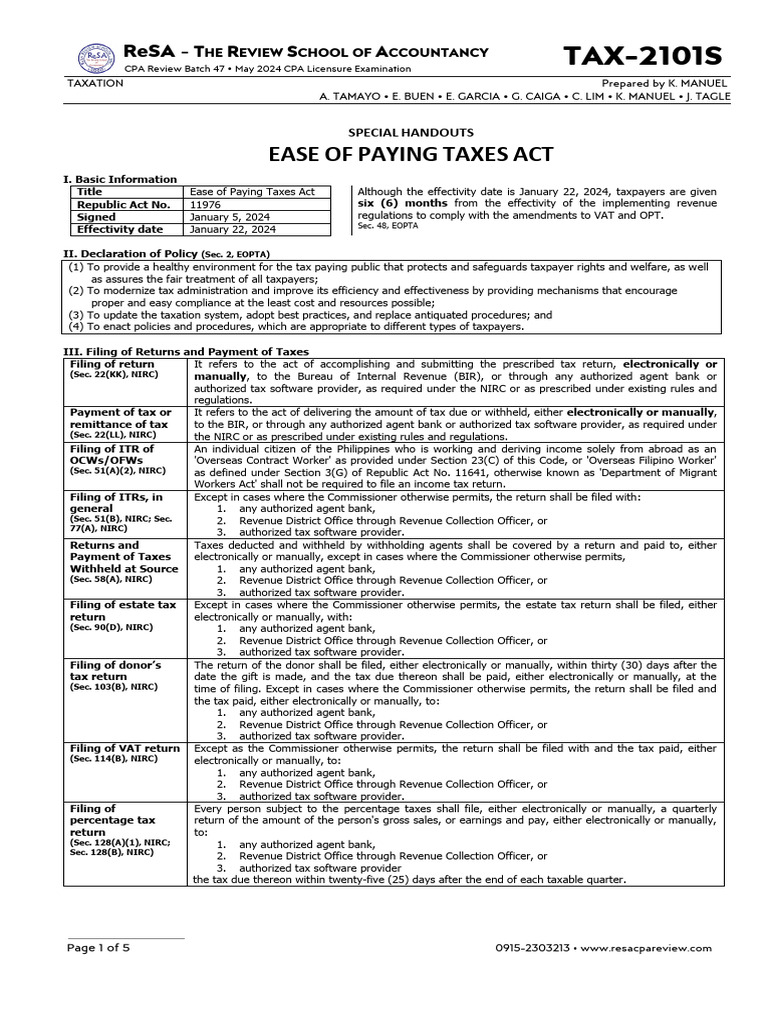 EOPTA Overview and Tax Compliance Guide | PDF | Value Added Tax | Taxes