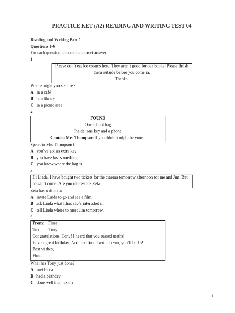 Ket Reading & Writing Test 4 | PDF | Astronauts