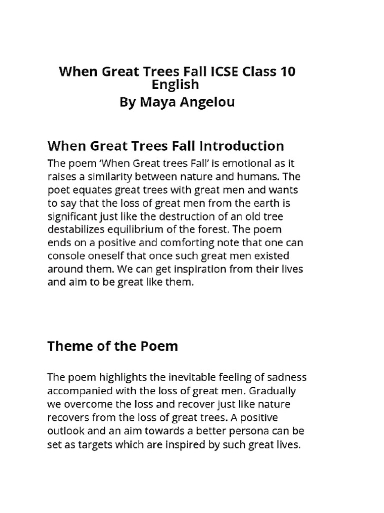 When Great Trees Falls Notes | PDF