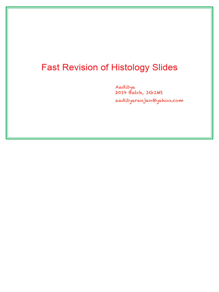 Fast Revision of Histology Slides | PDF | Epithelium | Muscle