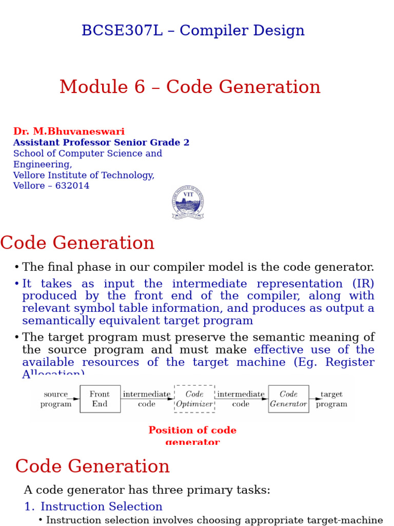 Code Generation Issues and Solutions | PDF | Computer Program | Programming