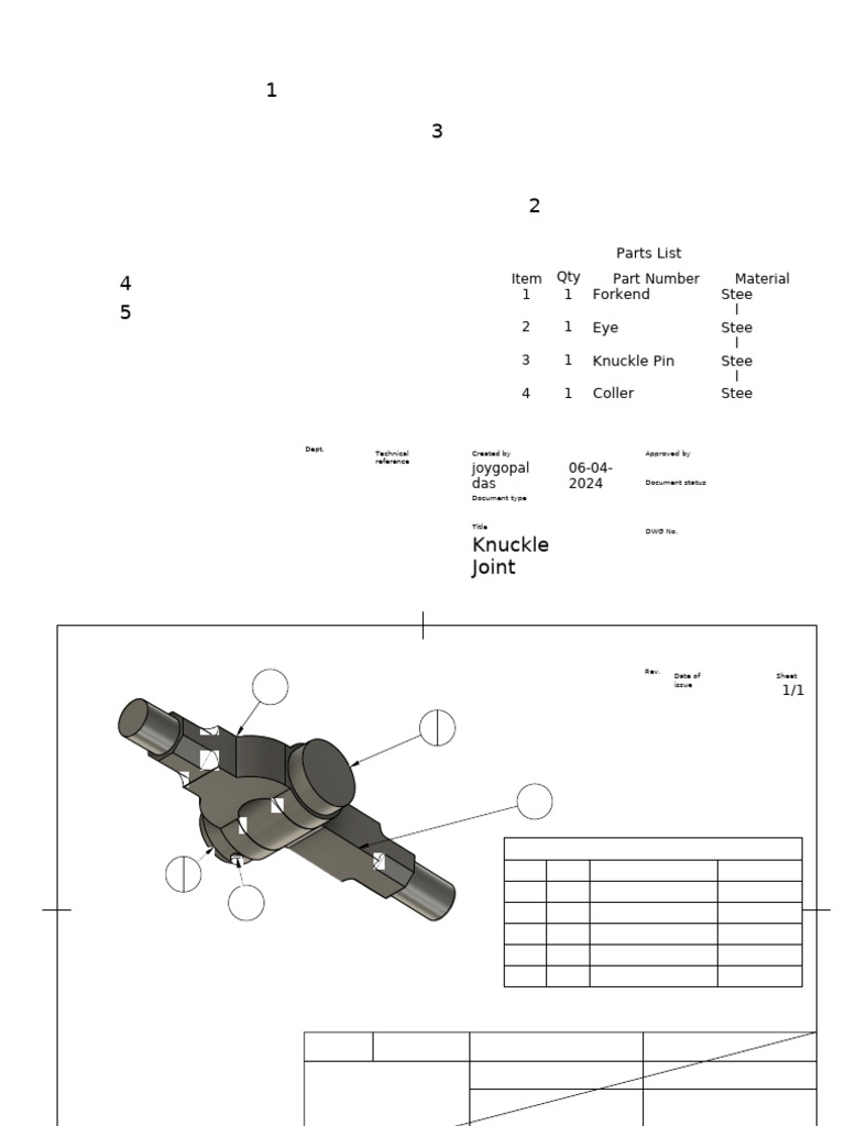 Knuckle Joint Drawing | PDF