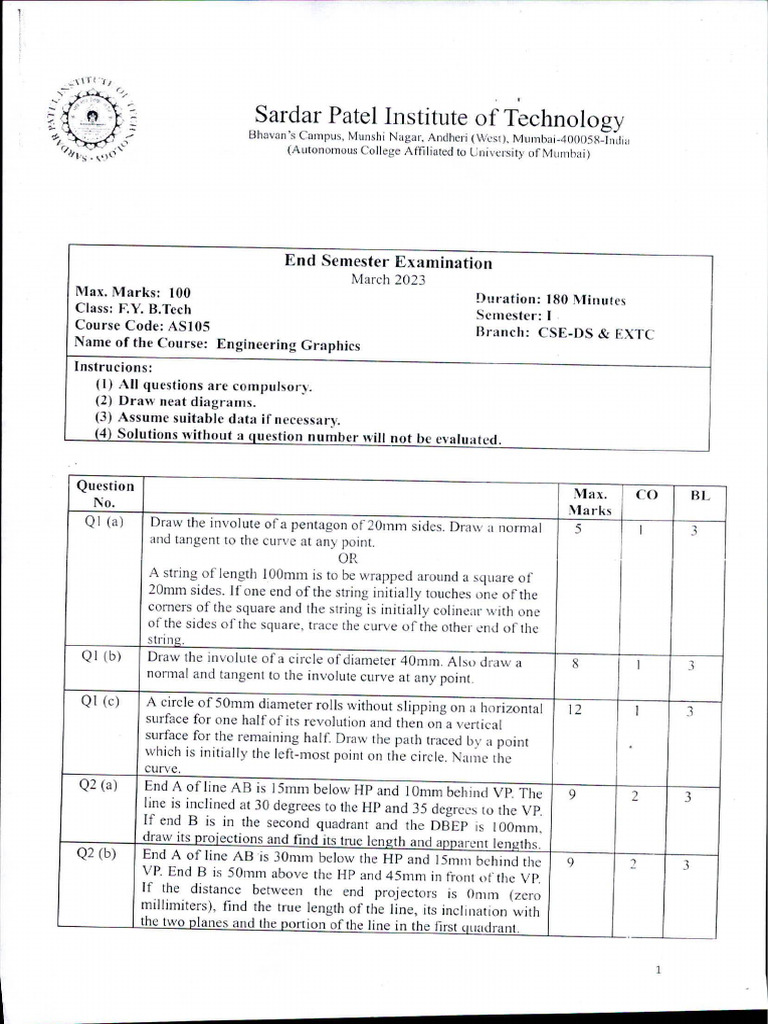 Ese23 Apsh Ds Extc Sem1 Eg | PDF | Euclidean Plane Geometry | Classical Geometry