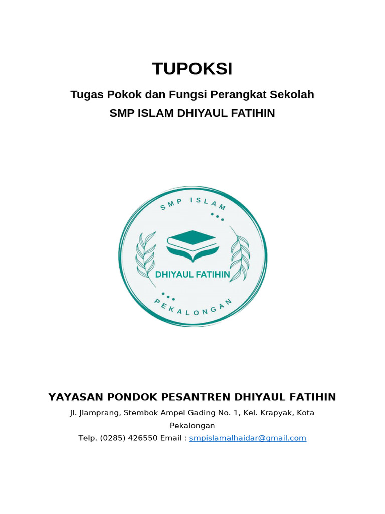 Tupoksi Perangkat Sekolah | PDF