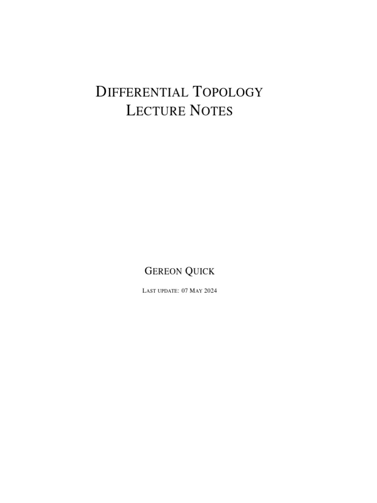 Differential Topology Lecture Notes | PDF | Manifold | Compact Space