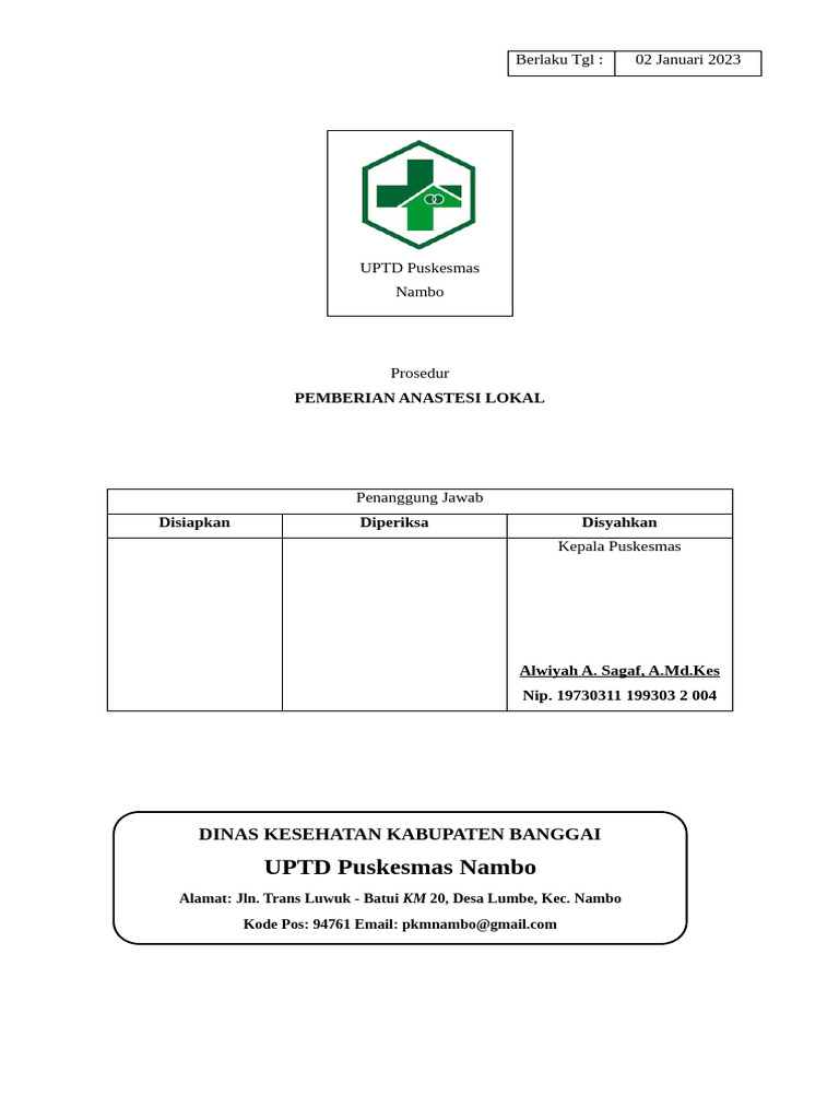 Prosedur Pemberian Anastesi Lokal | PDF