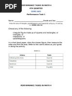Grade 4 Math Performance Tasks Quarter 4 | PDF | Area | Rectangle