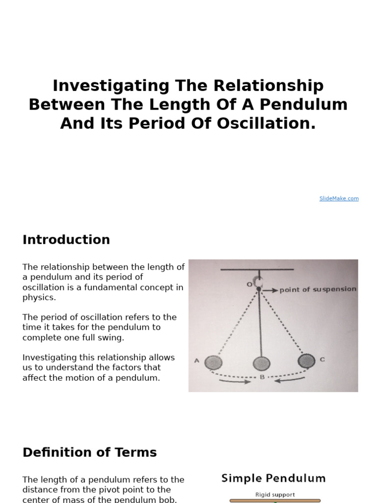Investigating The Relationship Between The Length of A Pendulum and Its Period of Oscillation ...