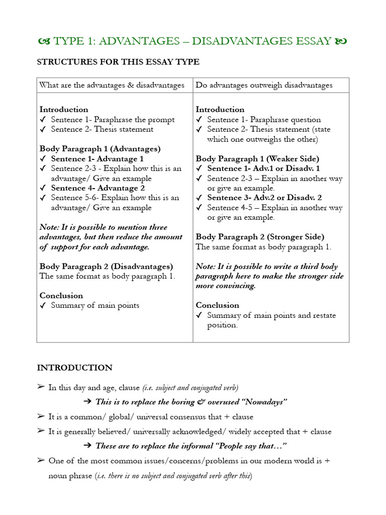Writing Task 2 Advantage Disadvanyage | PDF | Essays | Reason