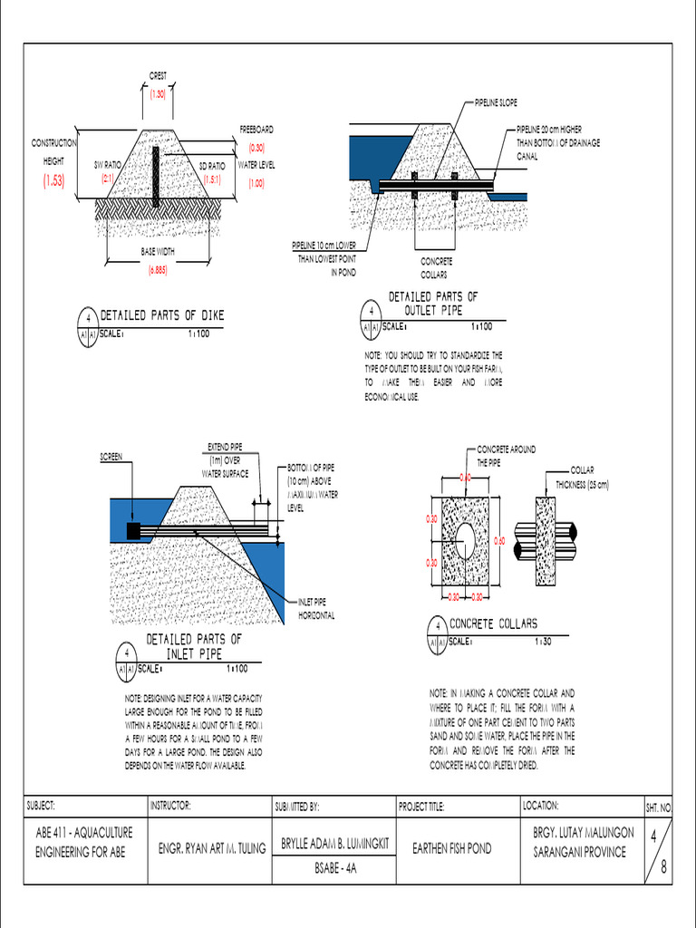 Concrete Collar Design for Fish Ponds | PDF | Concrete | Building Materials