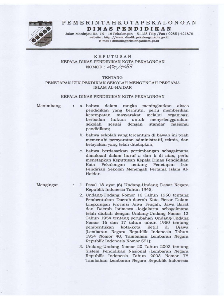 SK Pendirian SMP 1 | PDF