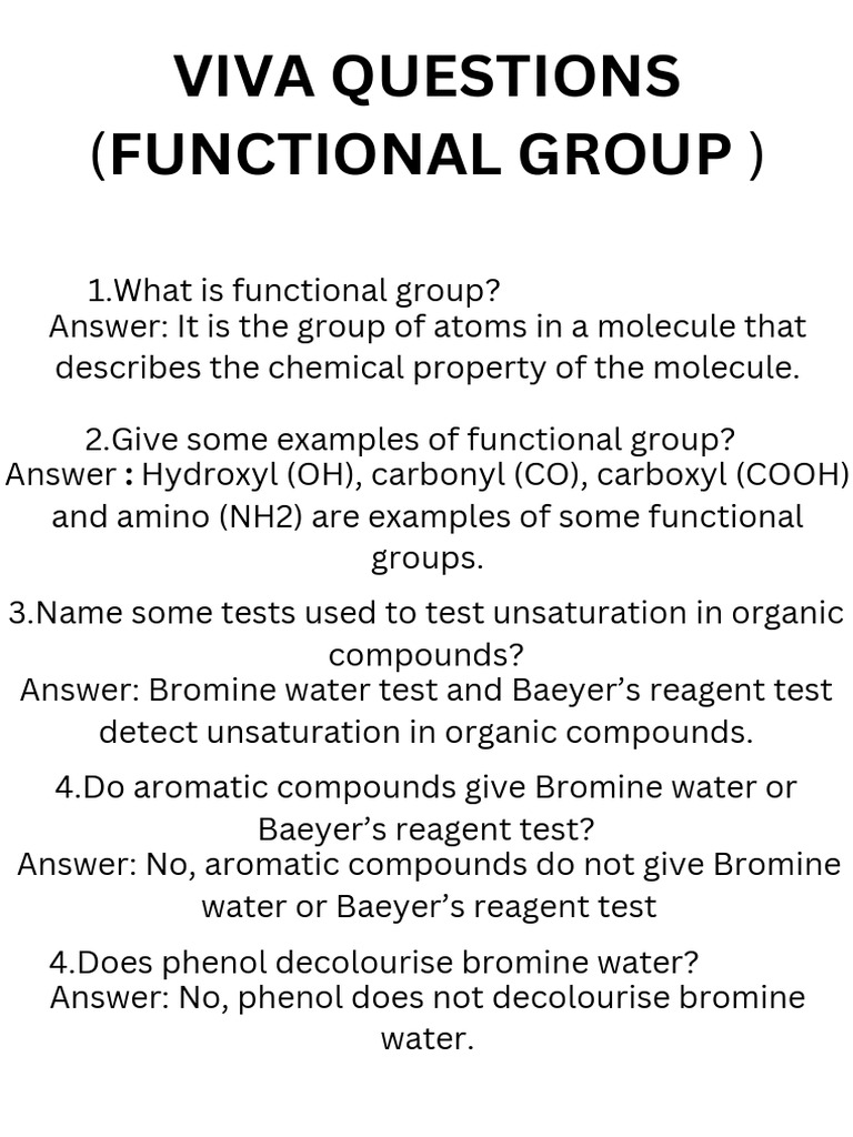 Functional Group Viva Questions Guide | PDF | Aldehyde | Ketone