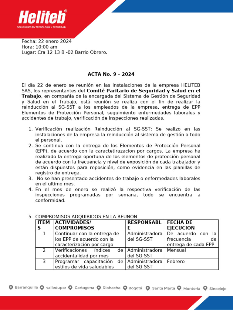 Modelo Actas COPASST | PDF