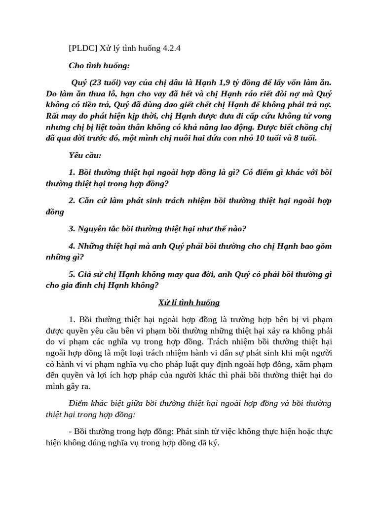 [PLDC] Xử lý tình huống 4.2.4 | PDF