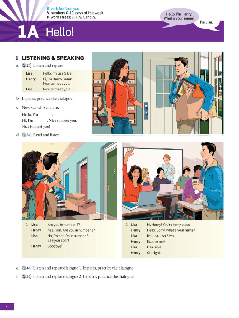 American English File Starter U1-1q | PDF