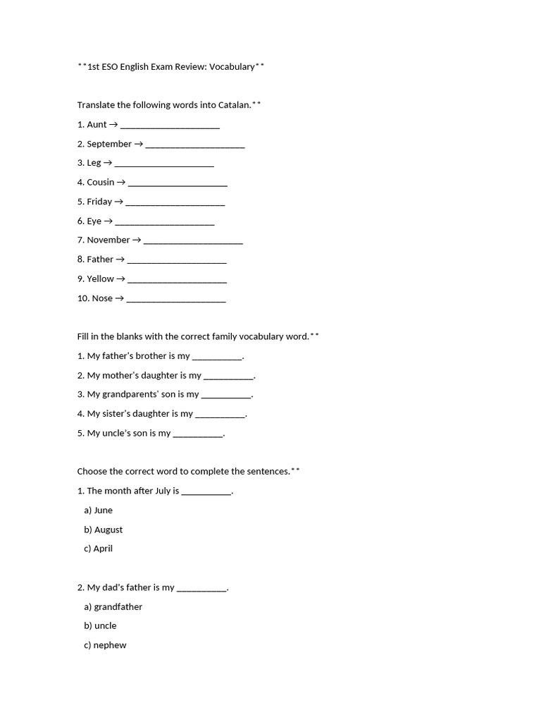 Vocabulary Review For Introduction | PDF