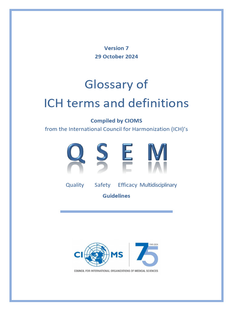 Glossary of ICH Terms and Definitions: 29 October 2024 | PDF ...