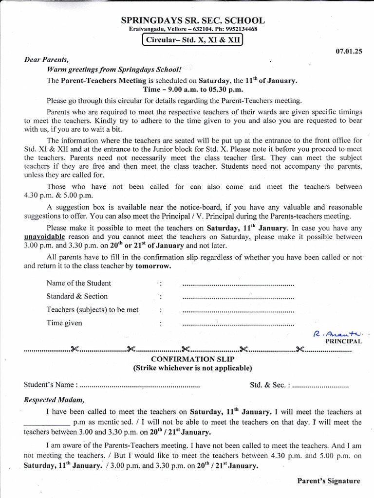 PTM Circular - Std. X To Xii | PDF