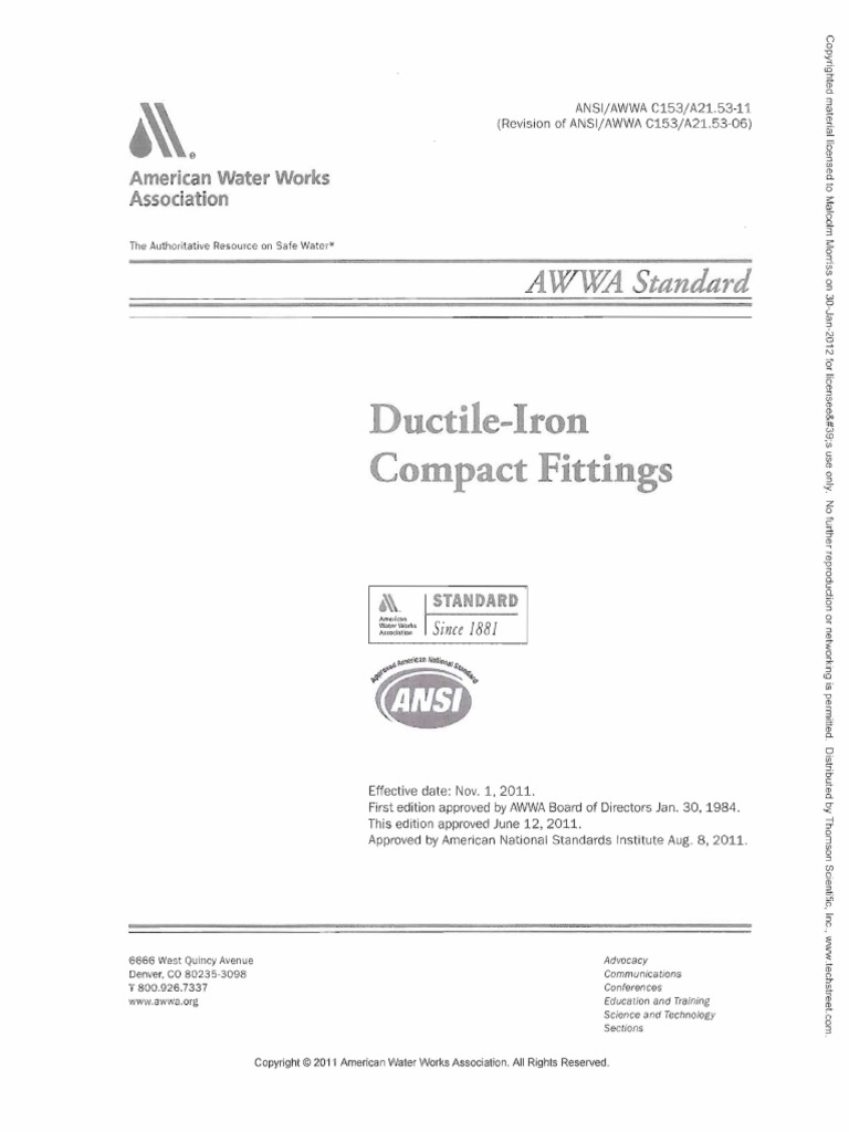C153-2011a - Ductile-Iron Compact Fittings | PDF | Freedom Of ...