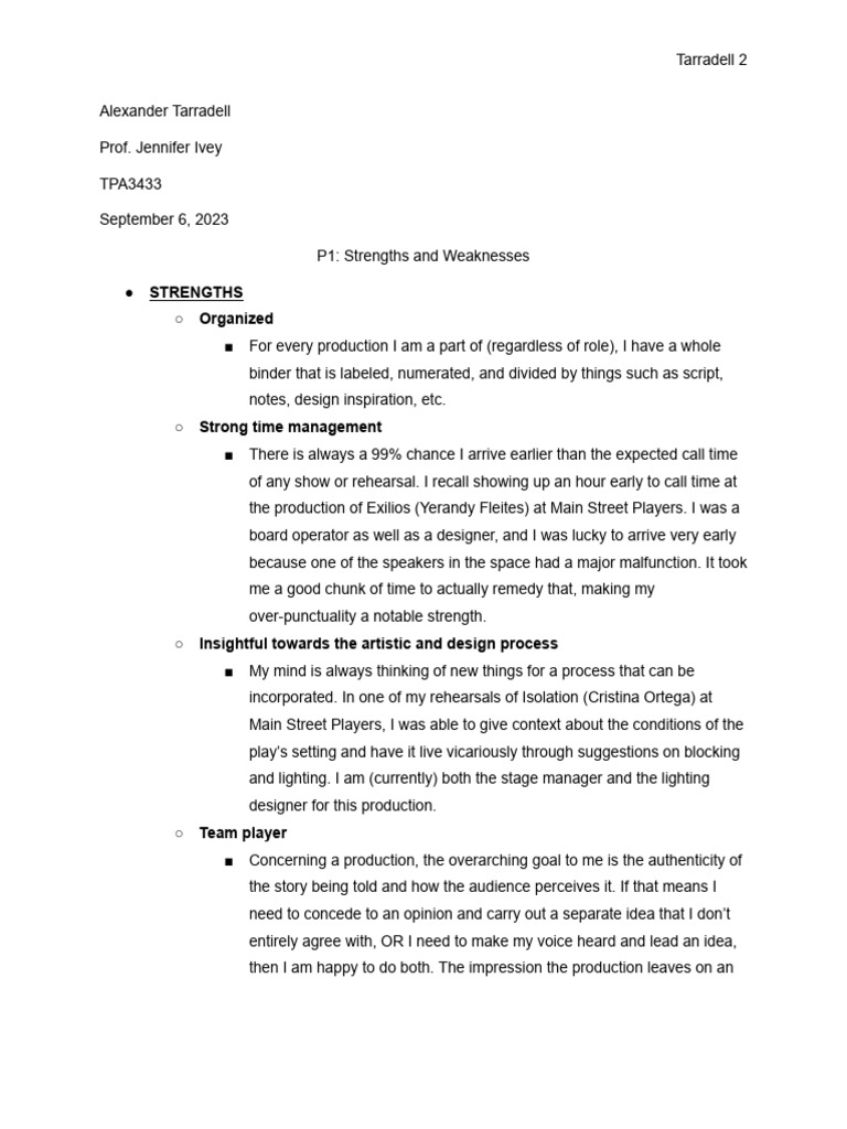 Strengths and Weaknesses | PDF