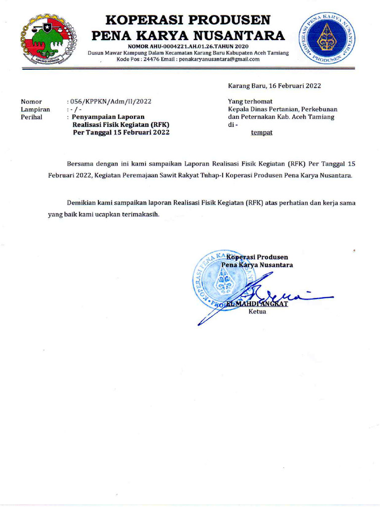 Laporan RFK 15 Februari 2022 | PDF