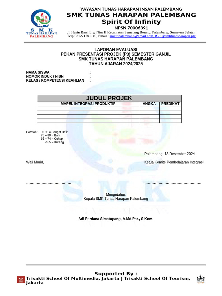 Template Raport P3 Kelas Xi | PDF