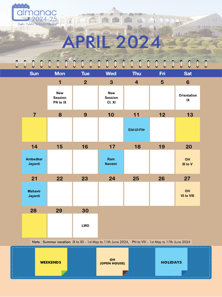 Dps Bhopal School Academic Calendar 2024 25 | PDF