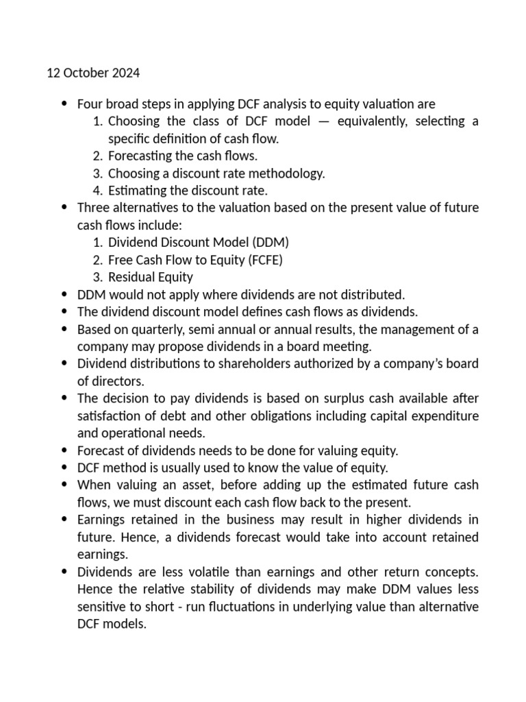 DCF Analysis for Equity Valuation Guide | PDF | Discounted Cash Flow ...