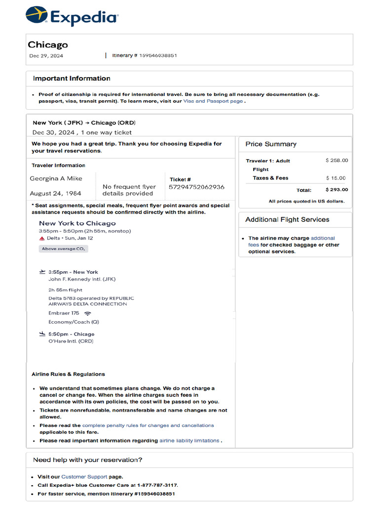 Sample Flight Itinerary For Visa Application 1 | PDF