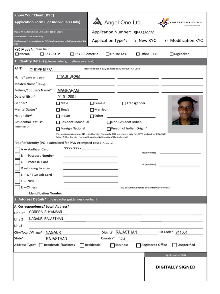 Kyc-1 | PDF | Identity Document | Stocks