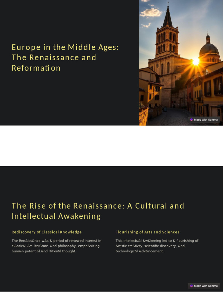 Europe in The Middle Ages The Renaissance and Reformation | PDF ...
