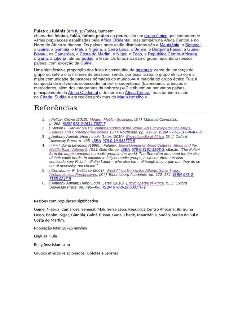 Fulas Ou Fulanis | PDF | Antropologia cultural | Etnia