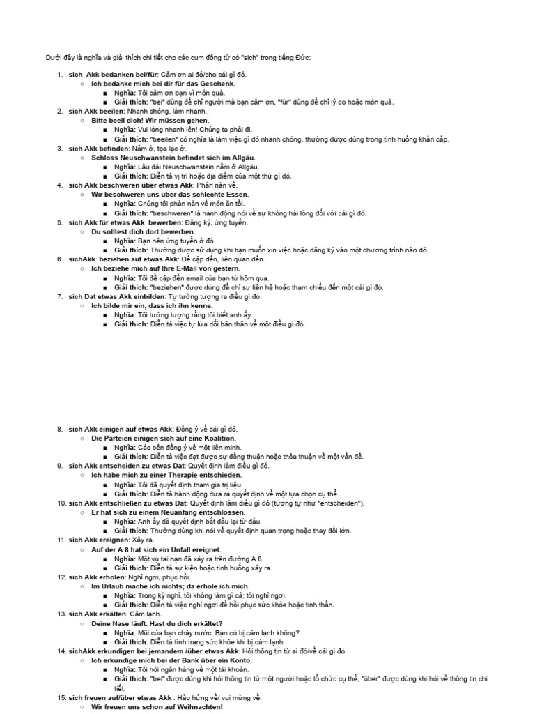 Reflexive Verben Liste | PDF
