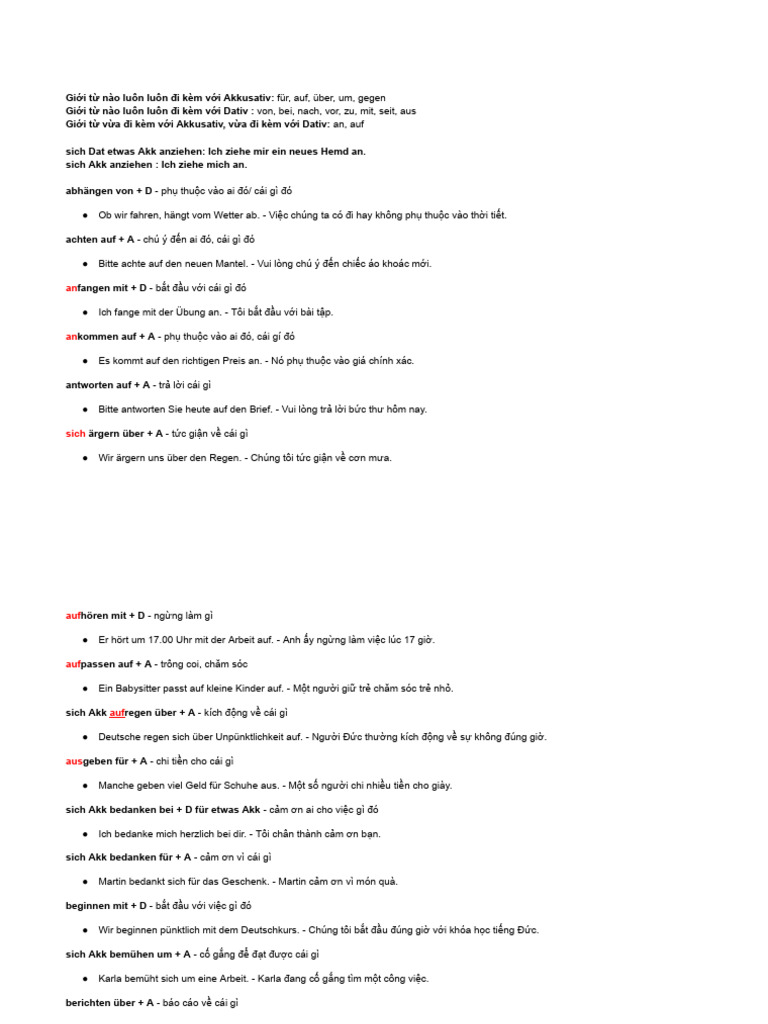 Verben Mit Präpositionen | PDF