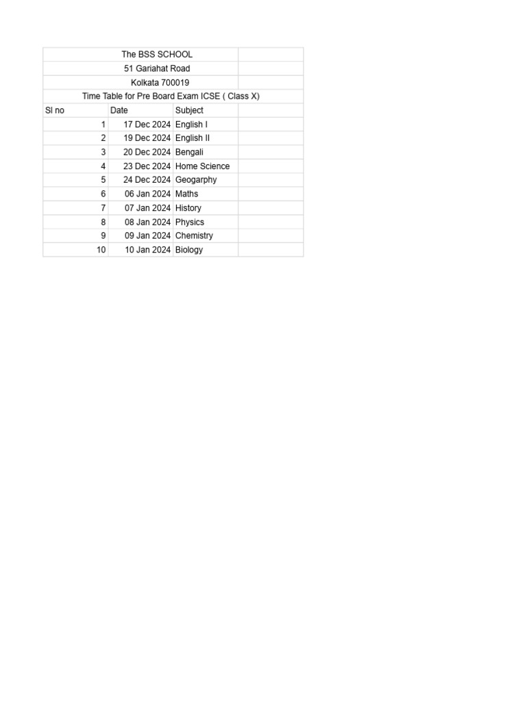 The BSS School TT | PDF