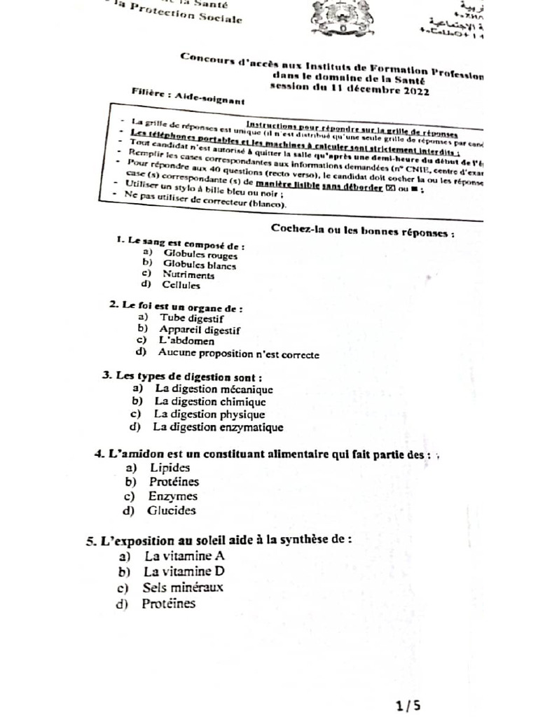 examen-_ifps-aide-soignant-2022 | PDF
