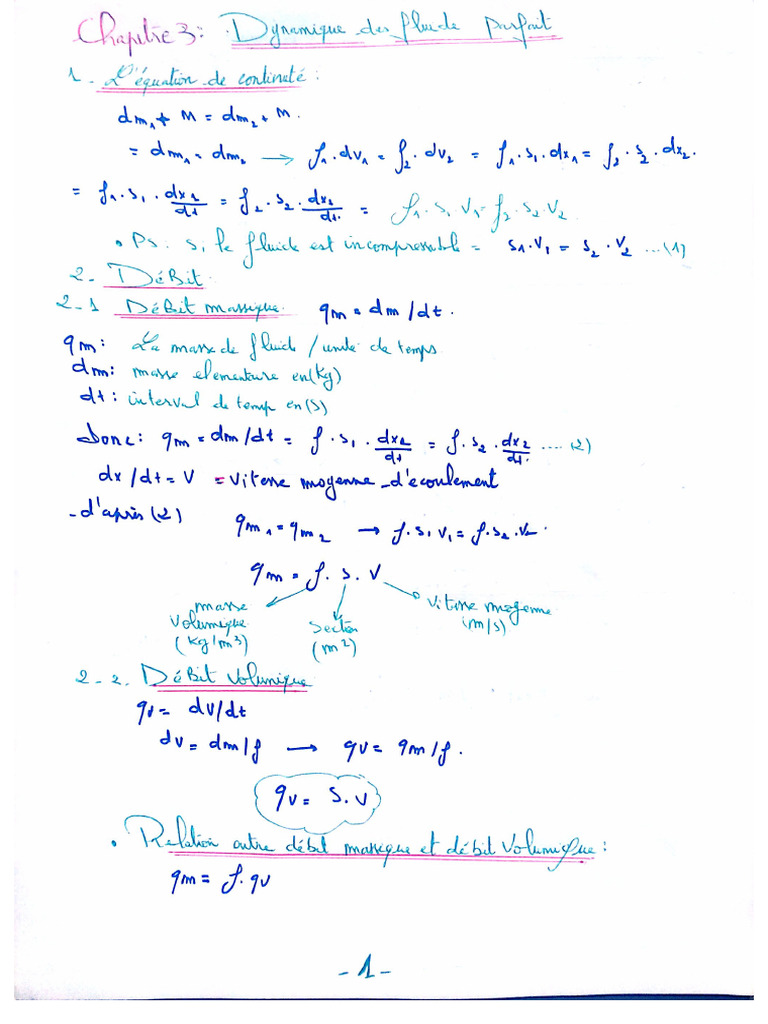 Resume Mecanique de Fluide Chapitre 3 MDF | PDF