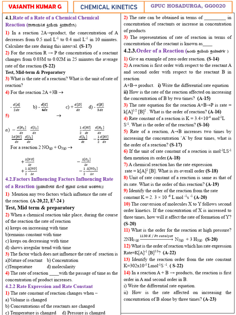 Chemical Kinetics-Hsd | PDF | Reaction Rate | Activation Energy