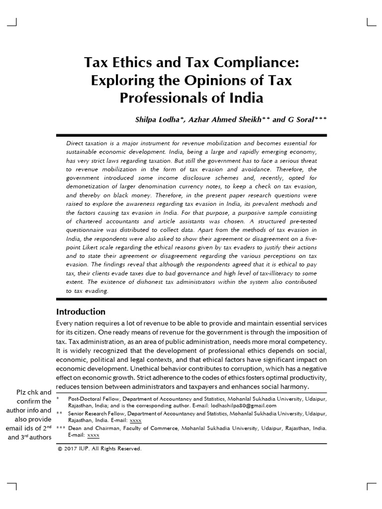 Tax Ethics and Tax Compliance IUP | PDF | Taxes | Tax Evasion