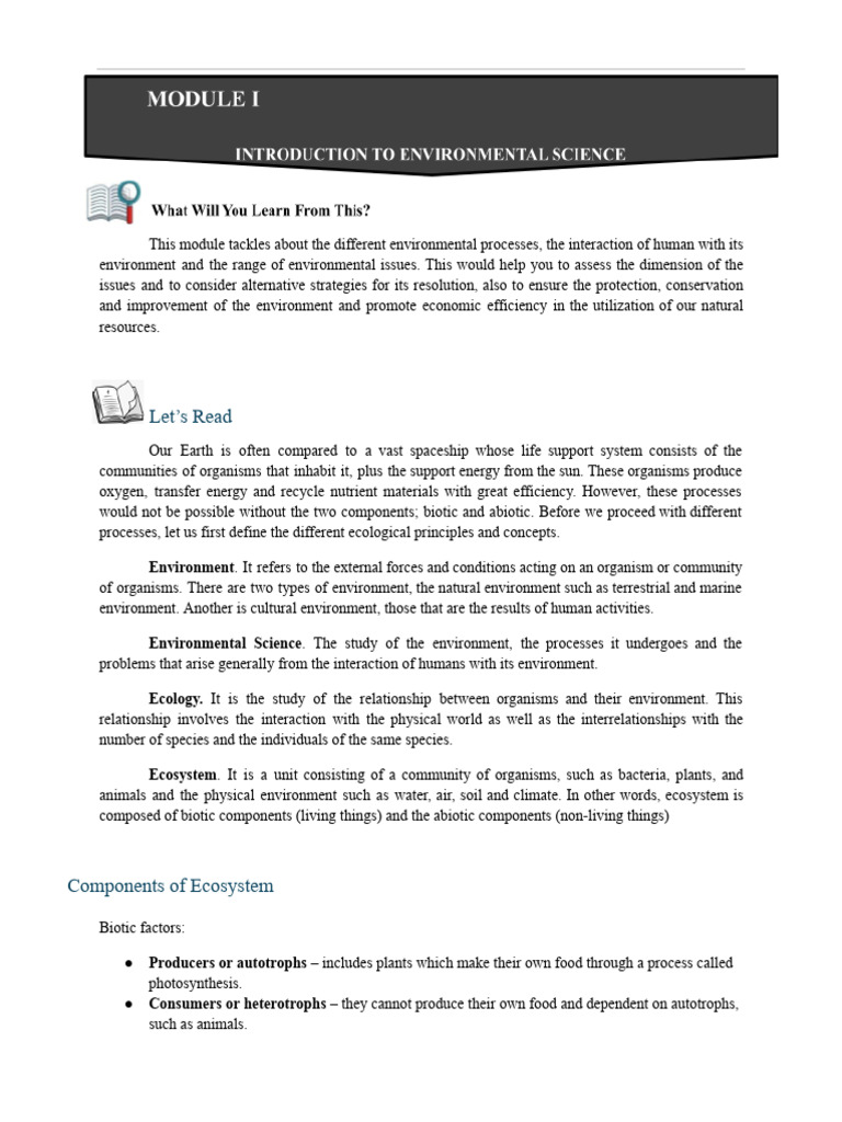 Introduction To Environmental Science | PDF | Ecosystem | Natural ...