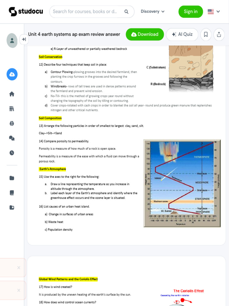 Unit 4 Earth Systems Ap Exam Review Answer - Unit 4 Earth Systems APES ...