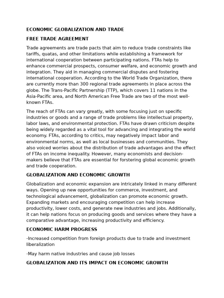 Economic Globalization and Trade | PDF | Globalization | Economic Growth