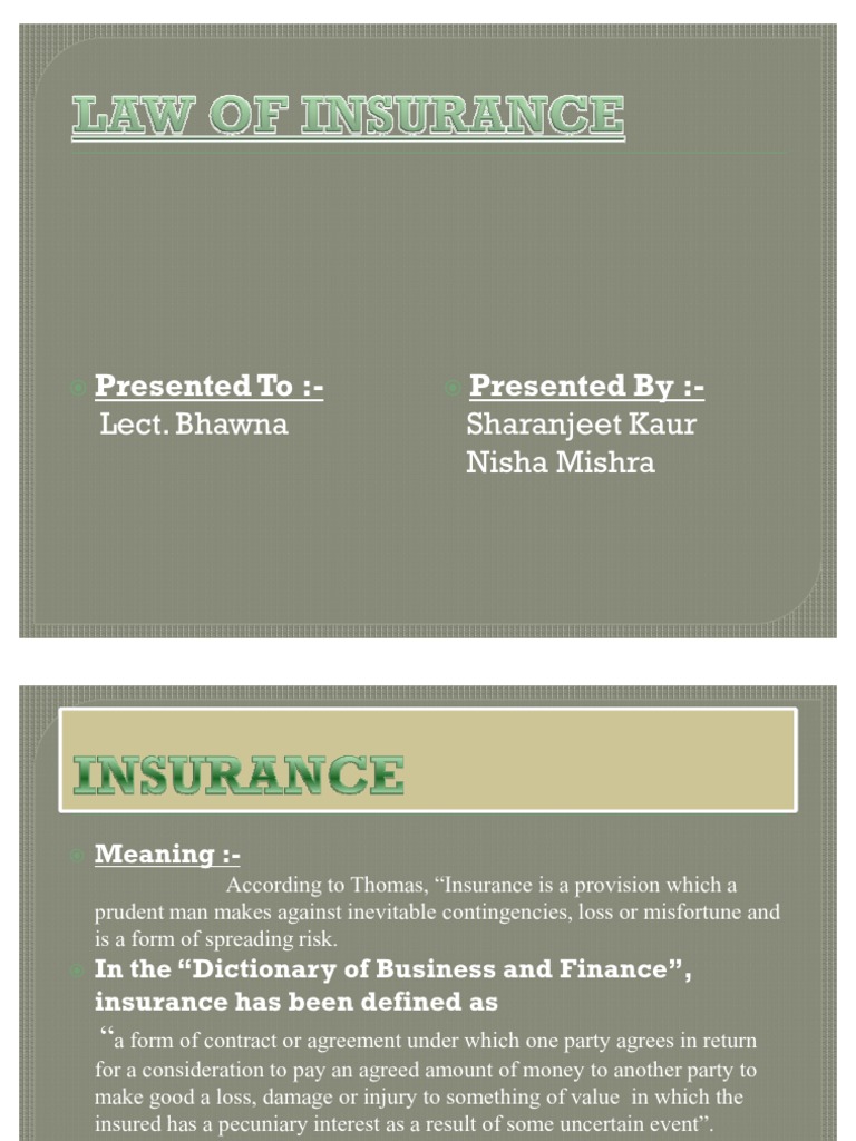 Law of Insurance | PDF