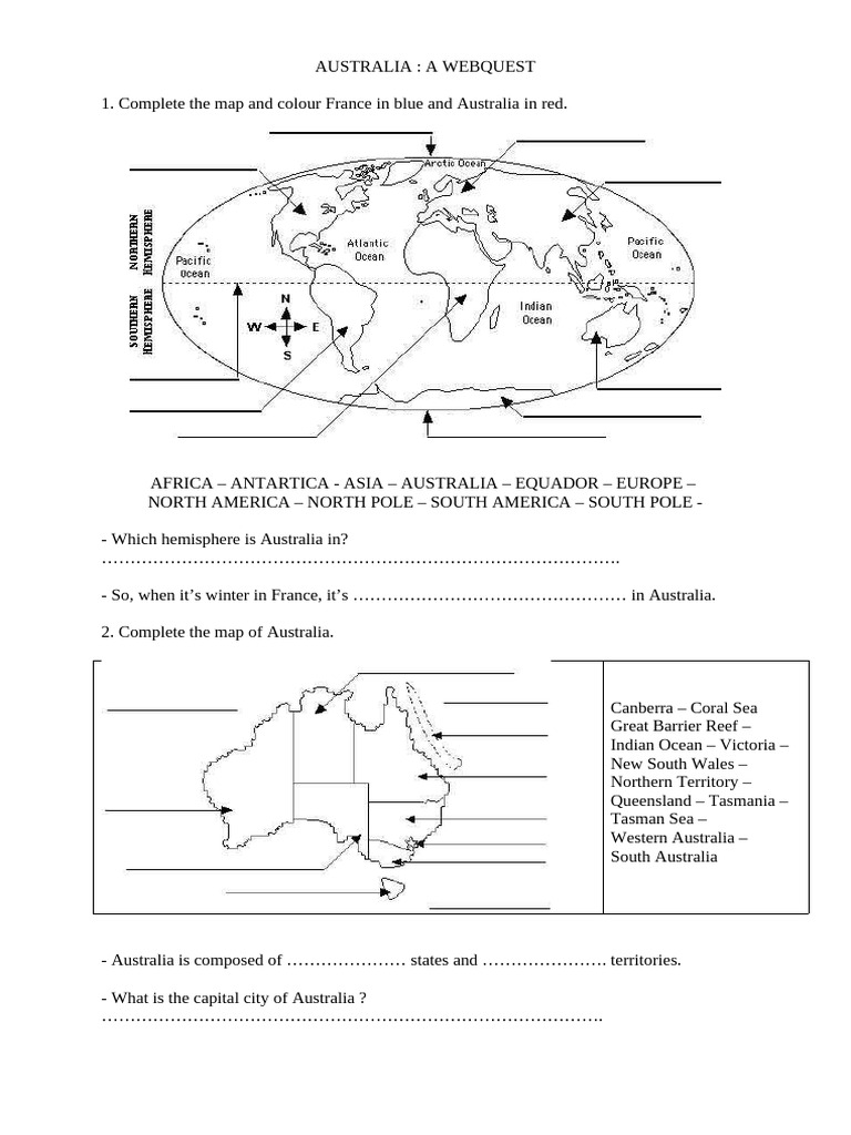 AUSTRALIA Webquest WORD | PDF | Australia