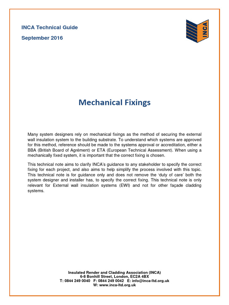 INCA Technical Guide 04 Mechanical Fixings Dec 2016 | PDF | Building ...