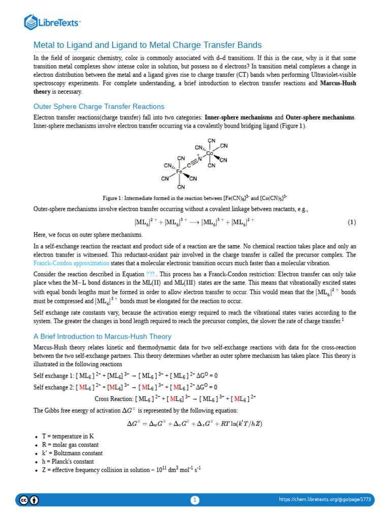 Metal To Ligand and Ligand To Metal Charge Transfer Bands | PDF ...