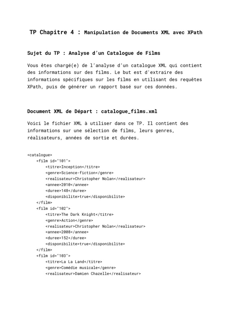 TP Chapitre 4 _ Manipulation de Documents XML Avec XPath | PDF | XML